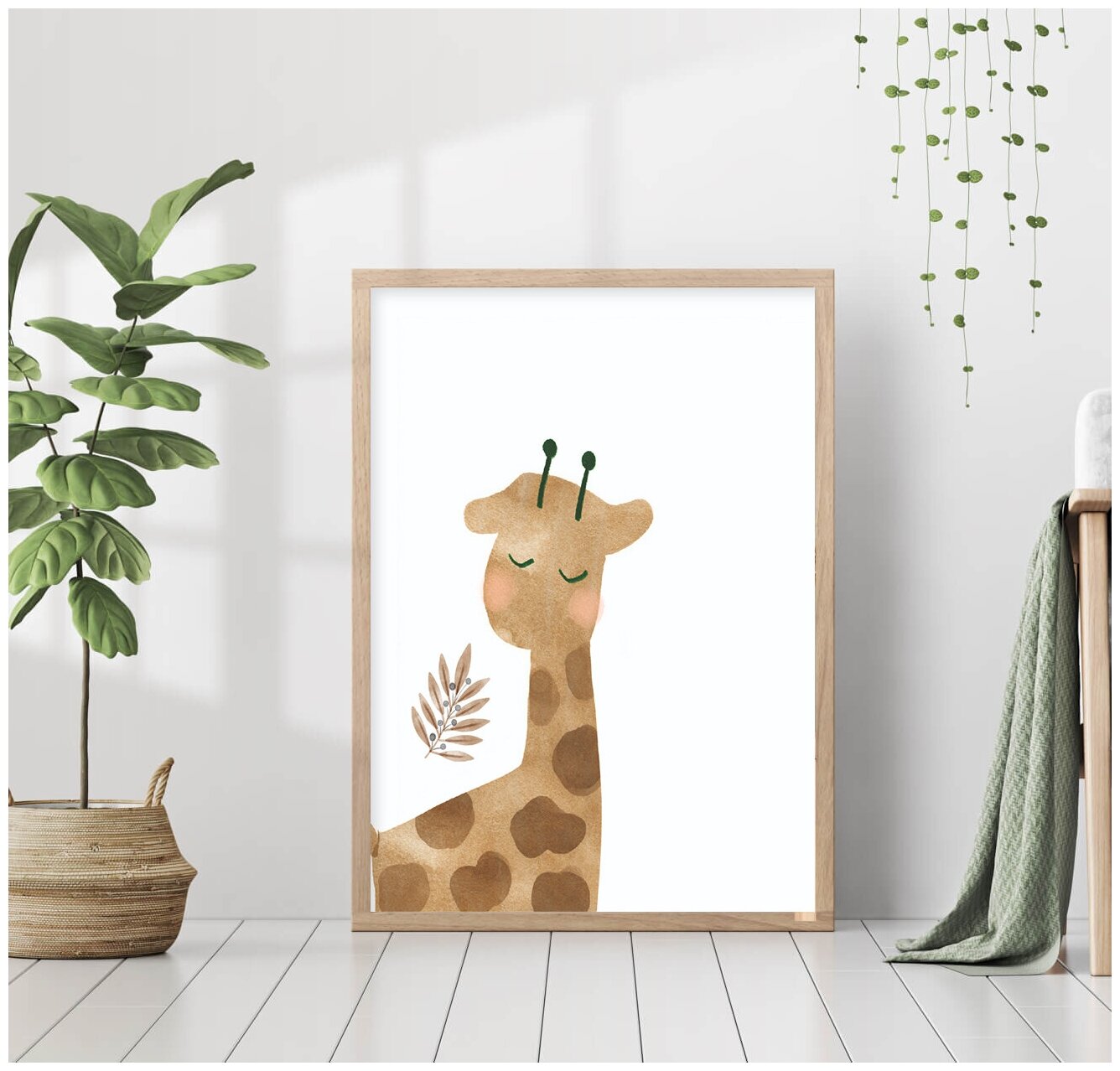 Постер "Жираф, иллюстрация для детской" 40x50 без рамки на стену для интерьера