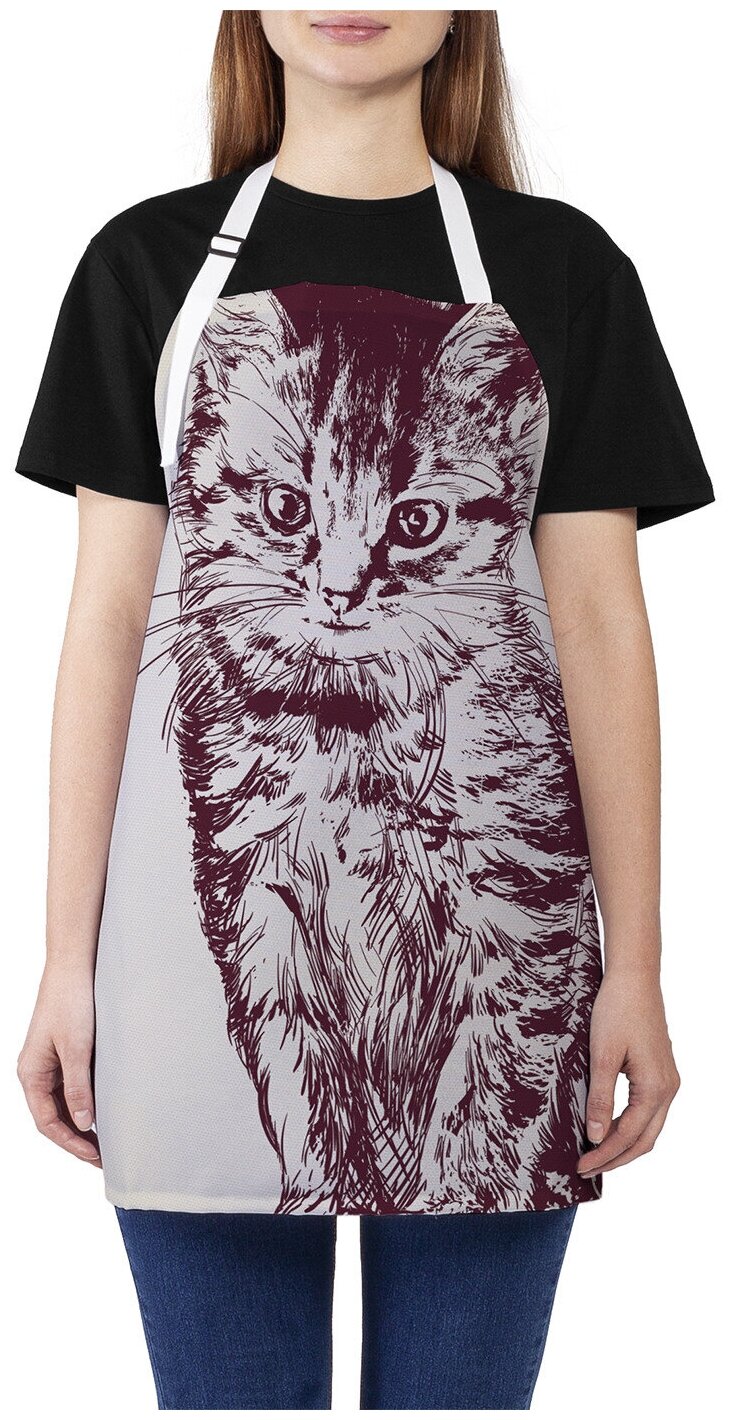 Фартук для кухни тканевый "Милый котенок" / водоотталкивающий, универсальный размер , JoyArty