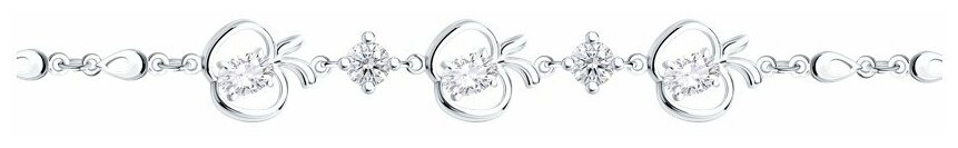 Браслет, серебро, 925 проба, фианит