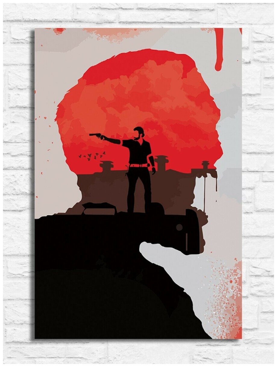 Картина по номерам на холсте Сериал Ходячие мертвецы (Рик, Ниган, Дэрил) - 7214 В 20x30