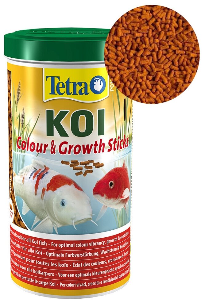 Основной корм в виде плавающих на поверхности кормовых палочек для карпов КОИ, 1 литр