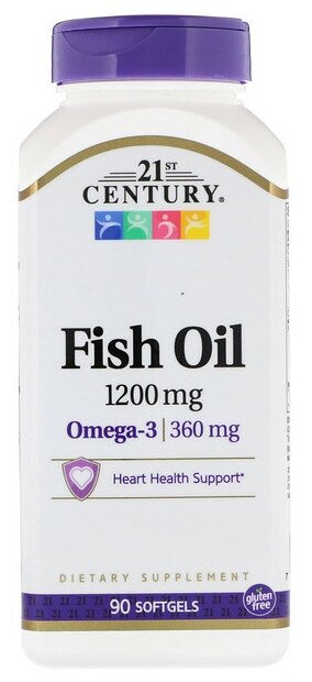 21st Century Fish Oil Omega-3 (Рыбий жир омега-3) 1200 мг 90 капсул