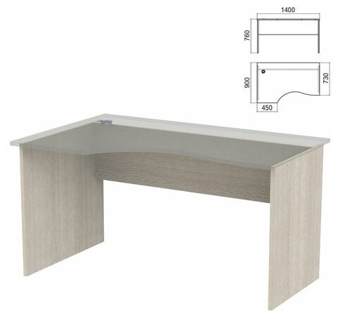 Стол эргономичный часть 2 "Арго", 1400х900х760 мм, левый/правый, ясень шимо