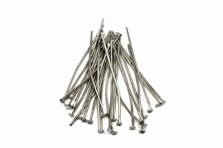 Штифты для бижутерии гвоздики 35х0,7мм, цвет платина, железо, 30-019, 10г (около 65шт)