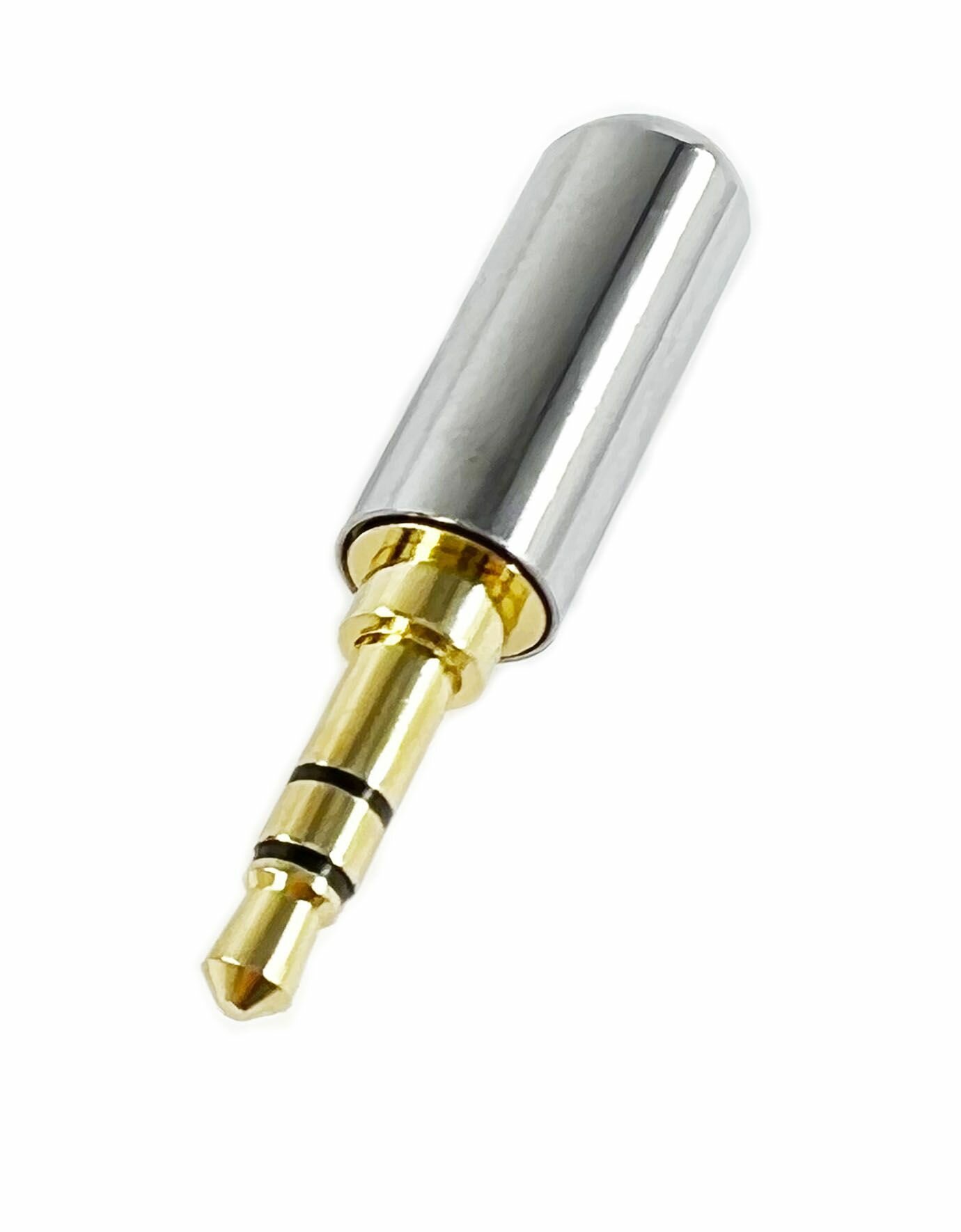 Разъем аудио Jack 3.5 мм штекер стерео металл "позолоченный" на кабель в мини корпусе, серебристый