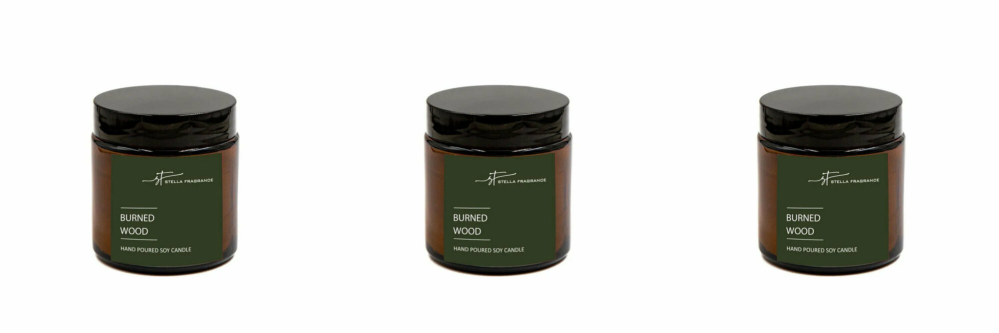 Свеча Stella Fragrance ароматическая BURNED WOOD, Сожжённое дерево, 90 г, 3 шт.