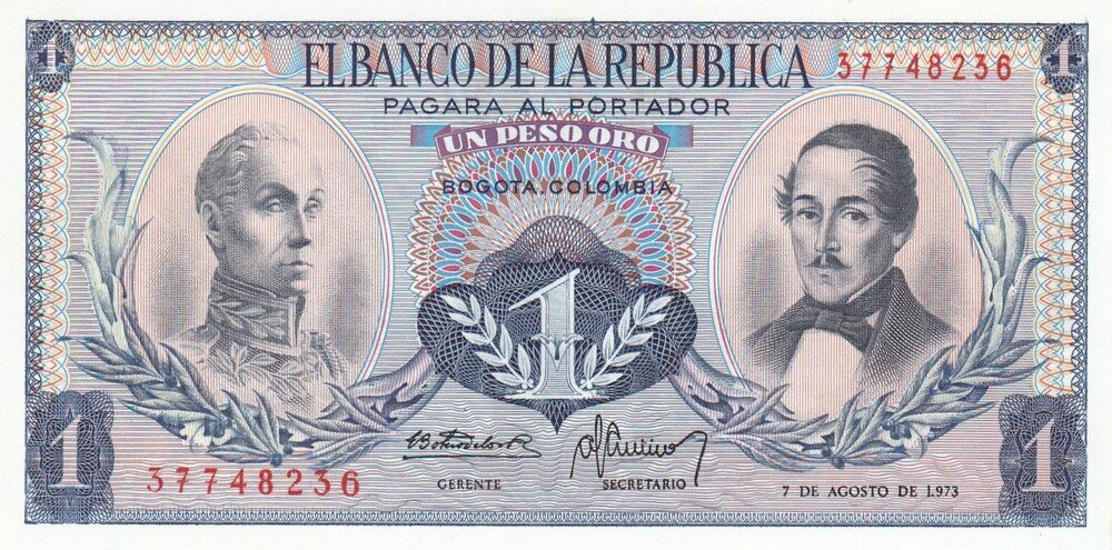 Колумбия 1 песо 1973 г.