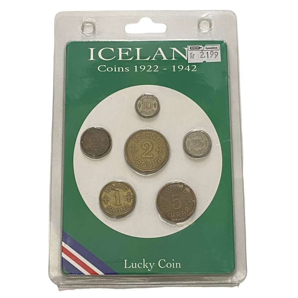 Исландия, набор монет 2, 5, 10, 25 эйре, 1, 2 кроны "Lucky coins" 1922-1942 гг.