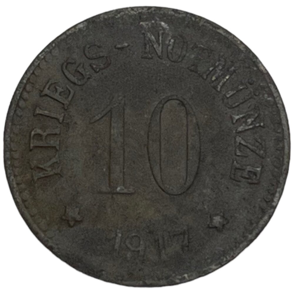 Германия, Германская империя, Кам 10 пфеннигов 1917 г. (Zn) (Лот №3)