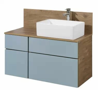 Тумба с раковиной Акватон Мишель 100 подвесная, раковина Mila 50, влдсп, дуб рустикальный/фьорд