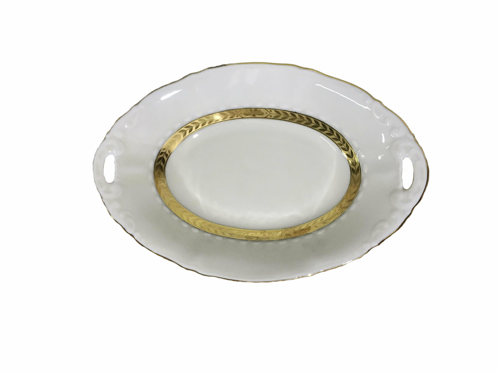 Блюдо овальное 23 см. Соната "Золотая ветвь" слоновая кость