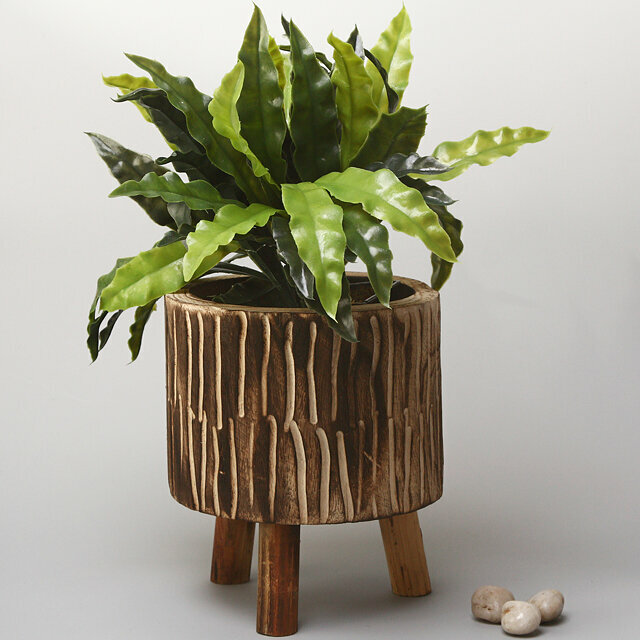 Деревянное кашпо на ножках Paulownia Cocoa 22 см, Kaemingk, 650312-1