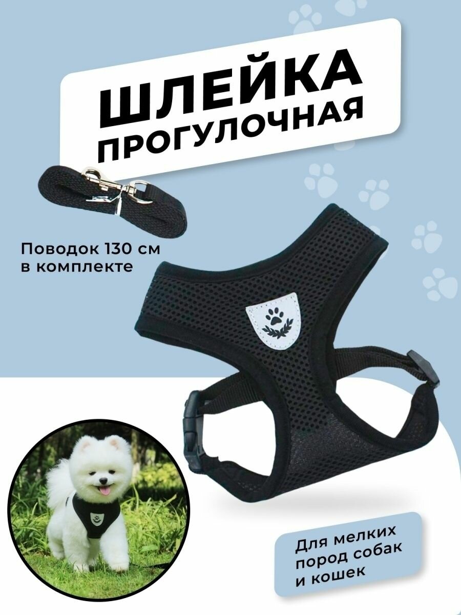 ШЛейка для собак с поводком Ч4
