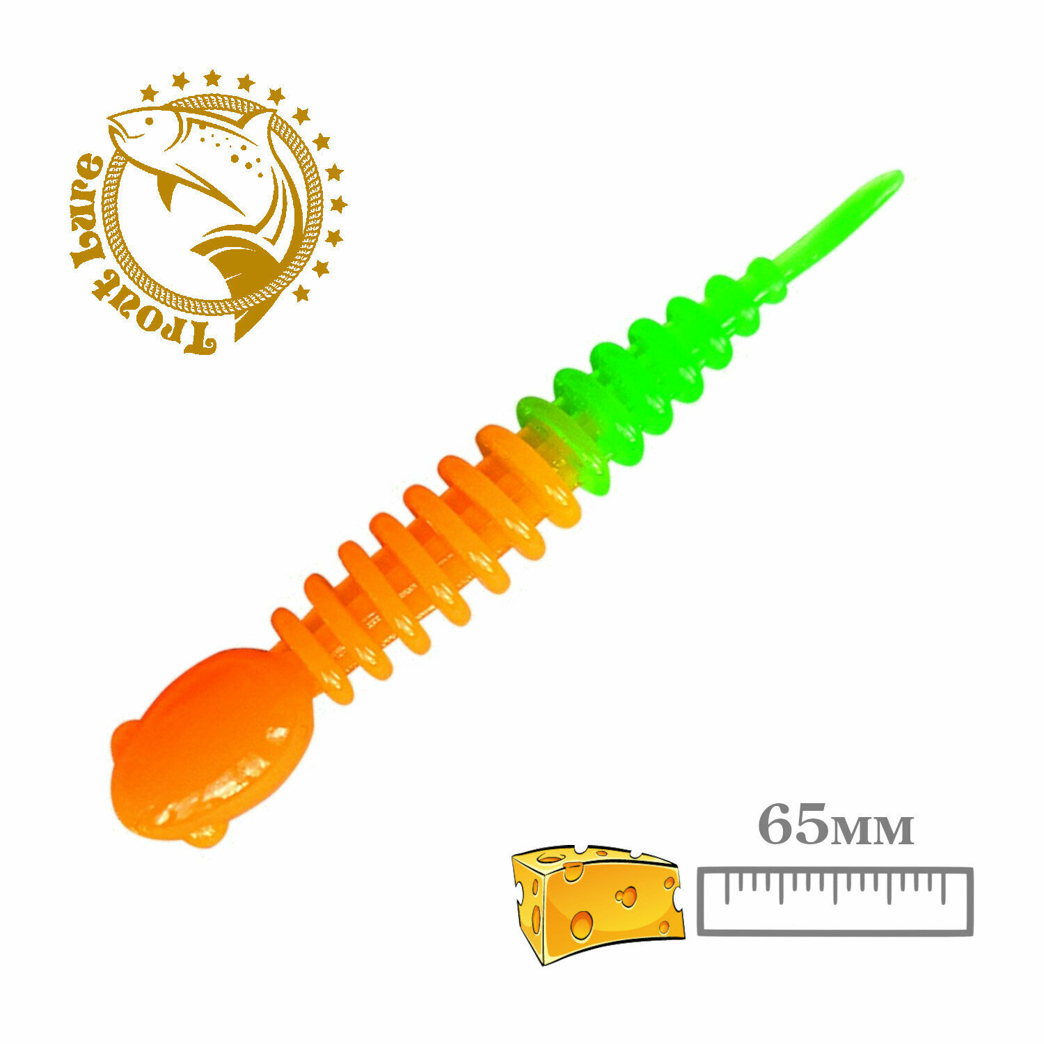 Силикон TROUT LURE (SANSAN) в банке, GOLOVASTIK 65, СЫР, COL. 24 (Orange-Green), (12шт)