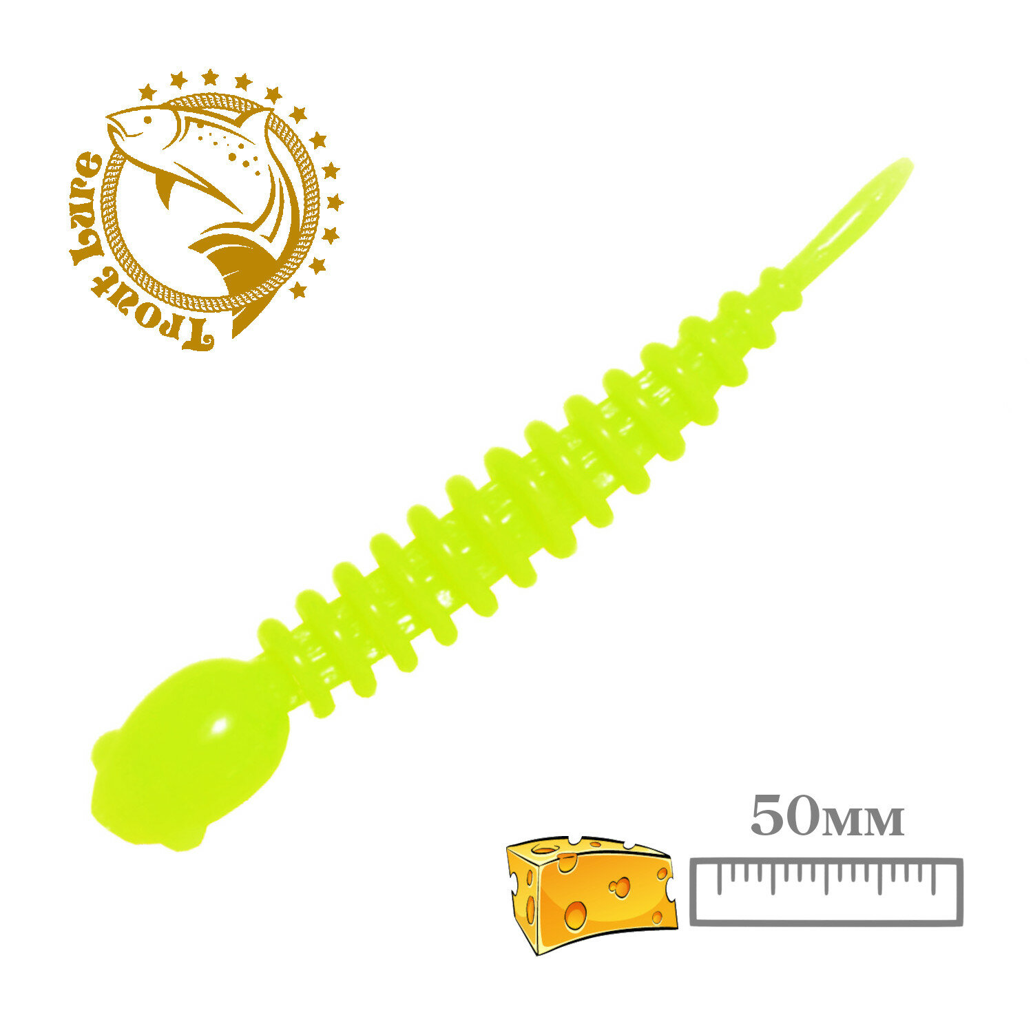Силикон TROUT LURE (SANSAN) в банке, GOLOVASTIK 50, СЫР, COL. 6 (Lemon), (12шт)
