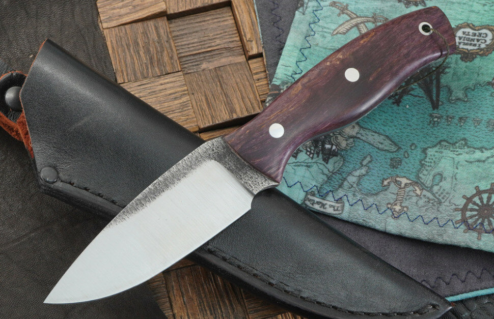 Кузница Ёж нож Мышь, сталь Sandvik 12C27, рукоять стабилизированная карельская береза