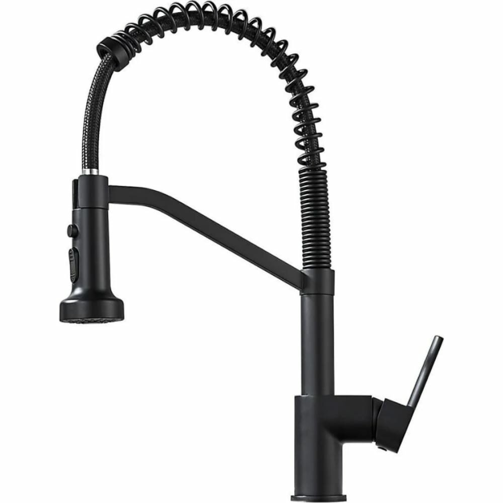 Пружинный смеситель для кухни SHEVANIK с выдвижной лейкой черный S963H, 35 мм, устойчив