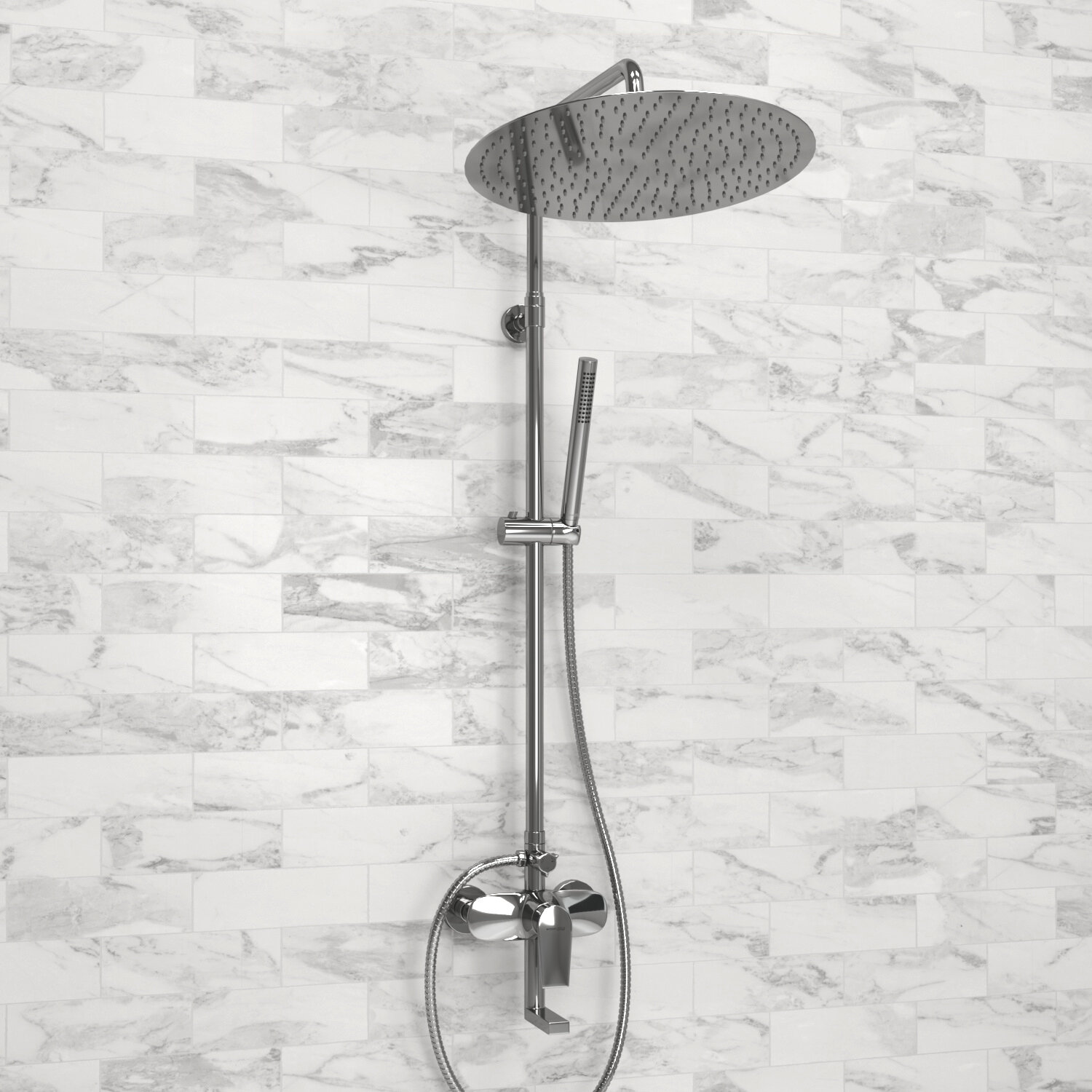 Душевая система WasserKRAFT A166.117.137.010, со смесителем и термостатом, хром