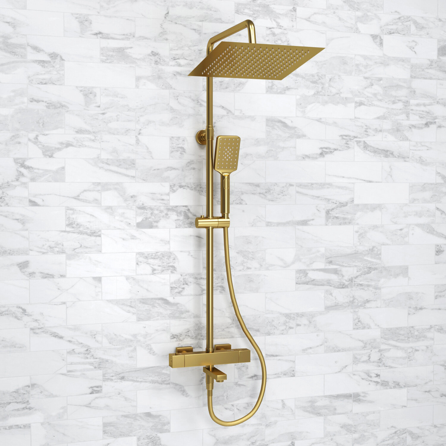 Душевая система WasserKRAFT T A199.260.201. BG, с термостатом, матовое золото
