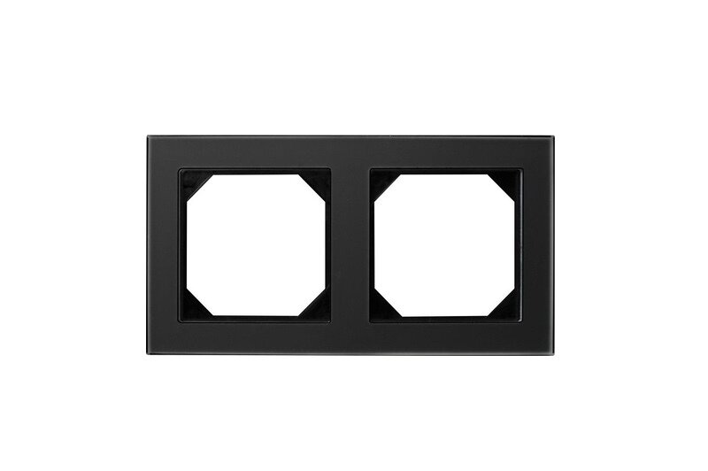 LIREGUS Рамка Двухместная Стекло Черное (Универсальный Монтаж) LIREGUS EPSILON