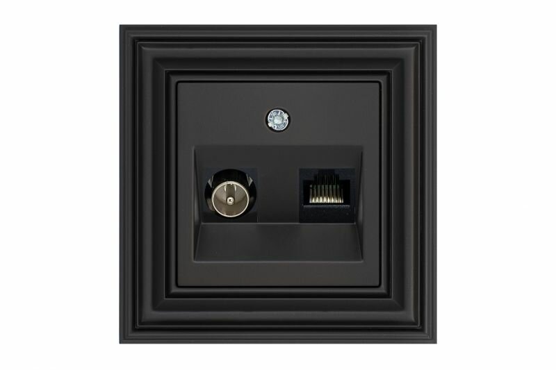 LIREGUS Розетка Телевизионная и Компьютерная (TV+Rj45) Черный матовый LIREGUS RETRO