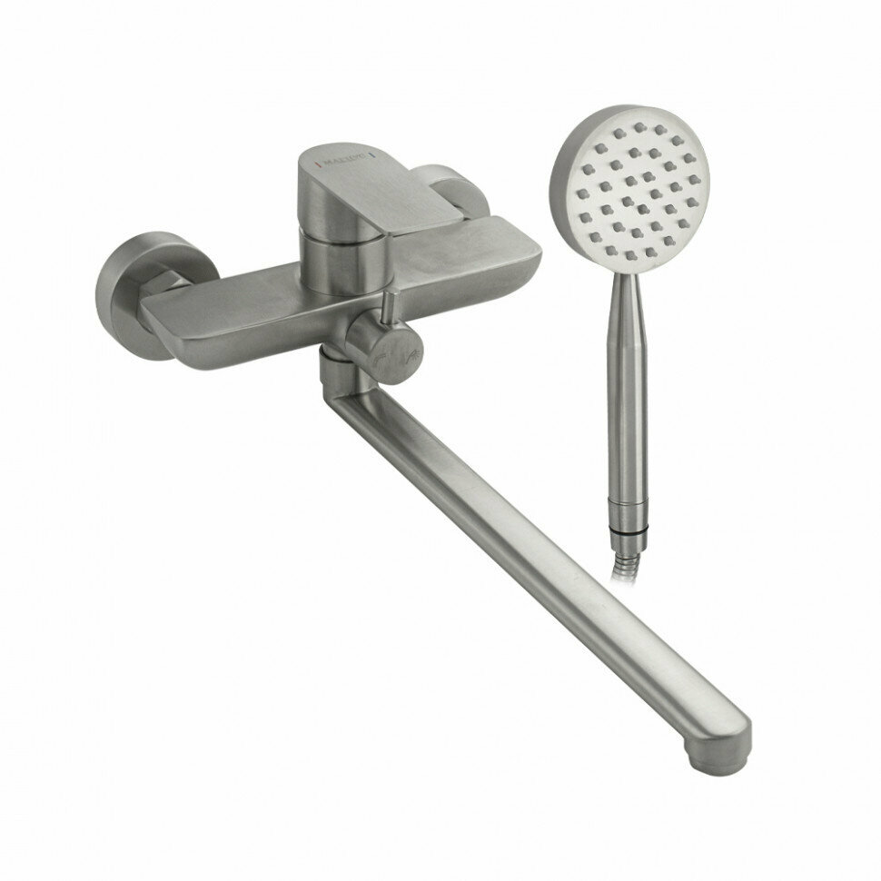 MAGNUS 9441, Смеситель для ванны (длинный излив, литой корпус, шаровый с дивертором на корпусе из нержавеющей стали марка 304)