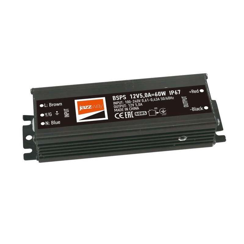Драйвер BSPS 12В 5.0A=60Вт влагозащ. IP67 JazzWay JAZZWAY 3329273A (1 шт.)