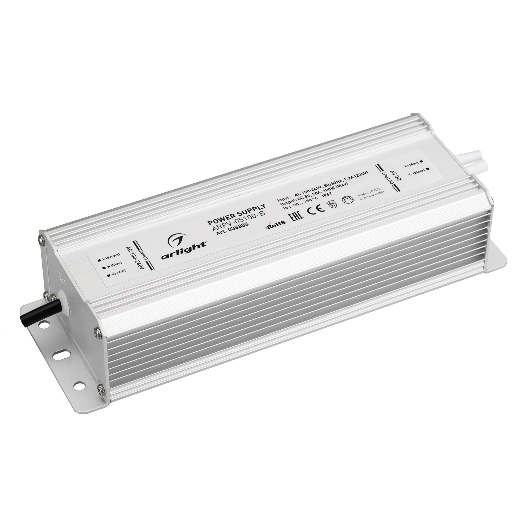 Источник напряжения Arlight Блок питания ARPV-05100-B (5V, 20.0A, 100W) (Arlight, IP67 Металл, 3 года)
