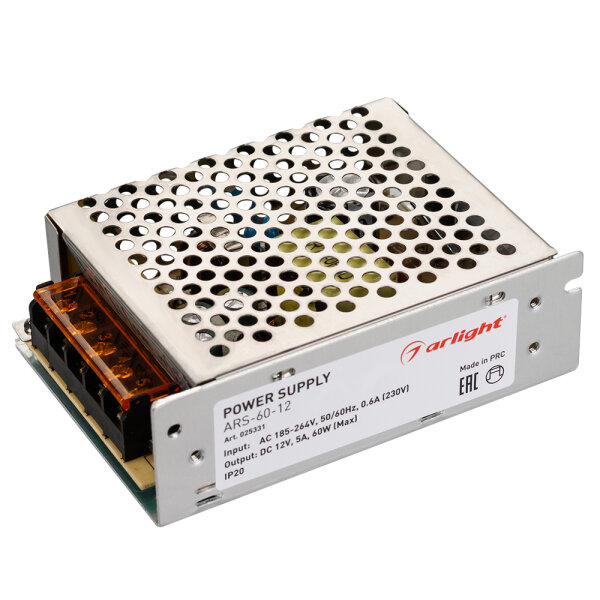 Источник напряжения Arlight Блок питания ARS-60-12 (12V, 5A, 60W)