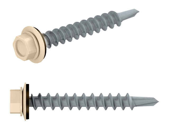 Саморез кровельный 5.5х25 мм цинк, шайба с прокл, PT3, RAL 1015 250 шт