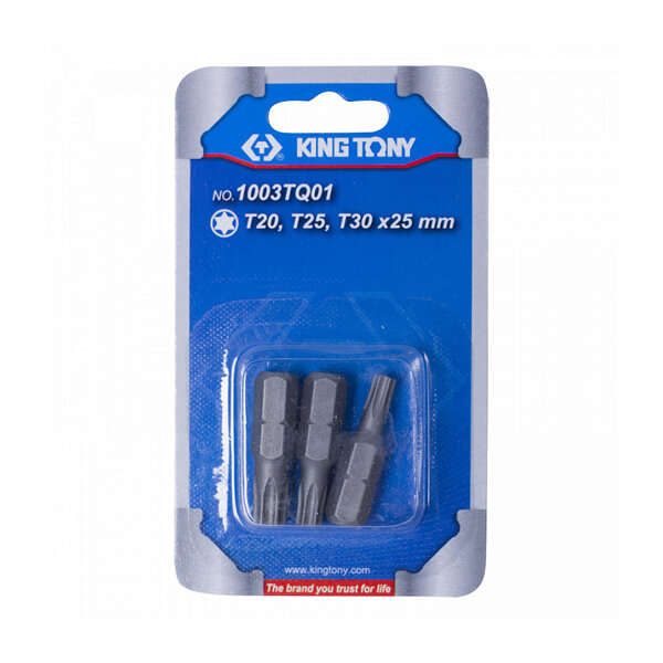 Набор вставок (бит) 1/4" Kingtony, TORX, Т20, Т25, Т30, 3 предмета 1003TQ01