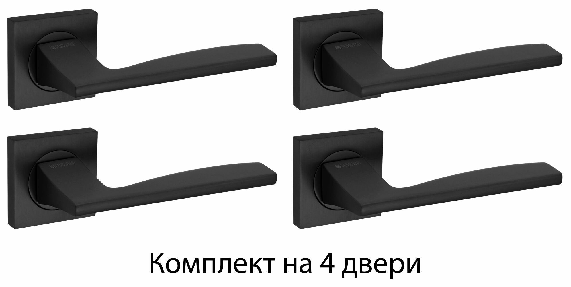 Ручка для межкомнатных дверей раздельная Fuaro ROCK KM BL-24 черный (комплект на 4 двери)