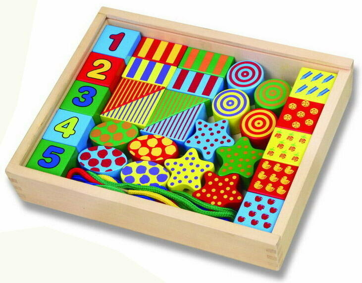 Блочный набор со шнуровкой Viga, в ящике VG58505