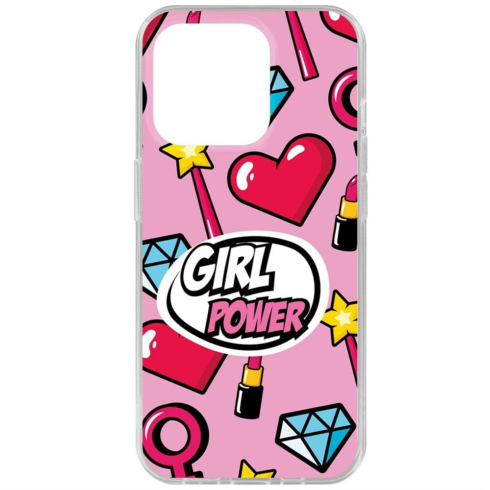Чехол-накладка Krutoff Clear Case Girl Power для iPhone 15 Pro
