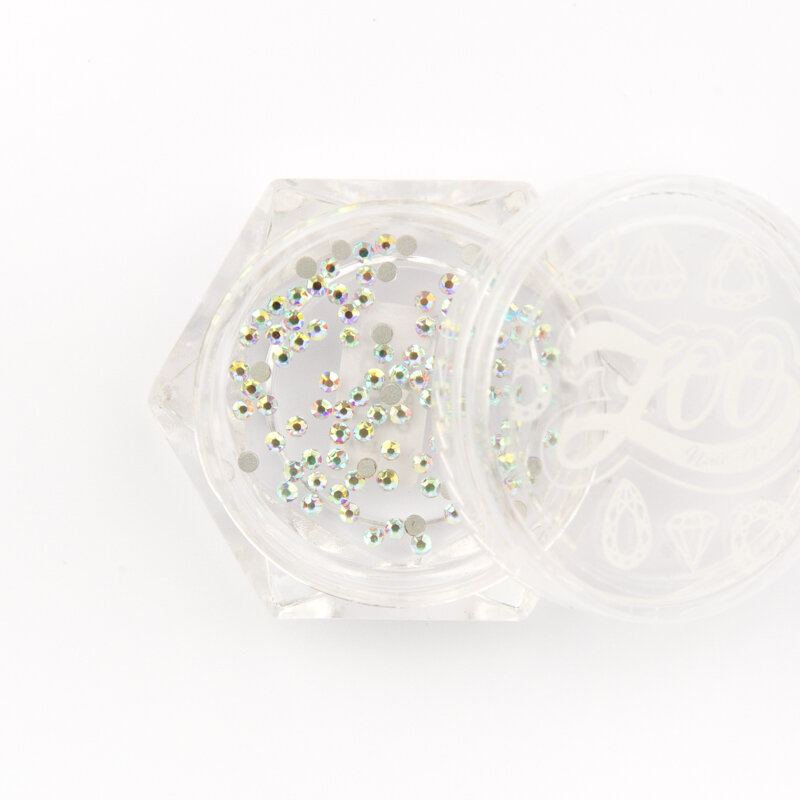 Стразы стеклянные прозрачные AB голография SS3 (1.3 мм) Zoo Nail Art 100 шт №1086