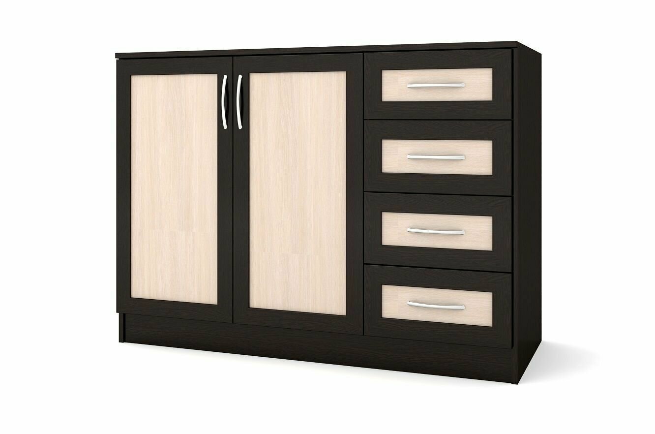 Комод №8 венге цаво, дуб молочный, рамка квадро