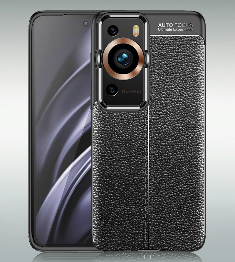 Чехол бампер накладка MyPads на Huawei P60 / Huawei P60 Pro из качественного износостойкого силикона под кожу черный