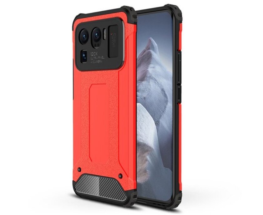 Чехол-бампер-пенал MyPads Heavy для Xiaomi Mi 11 Ultra противоударный усиленный ударопрочный красный