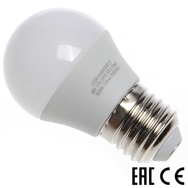 Лампа 8Вт LED8-G45/830/E27 220В 3000К светодиодная "шарик" тёплый белый свет Camelion (5 шт. в комплекте)