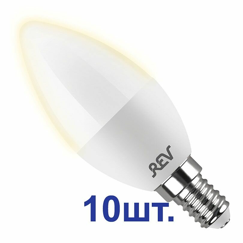 Лампа светодиодная REV 7 Вт E14 свеча С37 2700К теплый белый свет 180-240 В матовая (10 шт.)