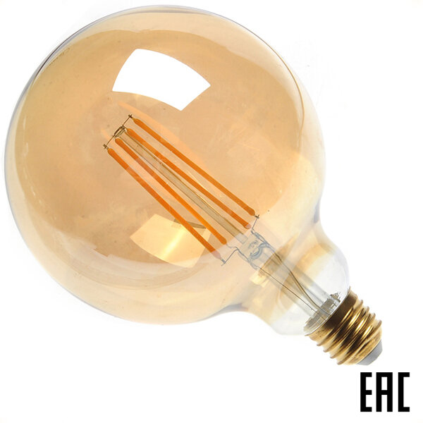 Лампа филаментная светодиодная General 6Вт Filament золотой E27 2700К "шар" теплый белый свет