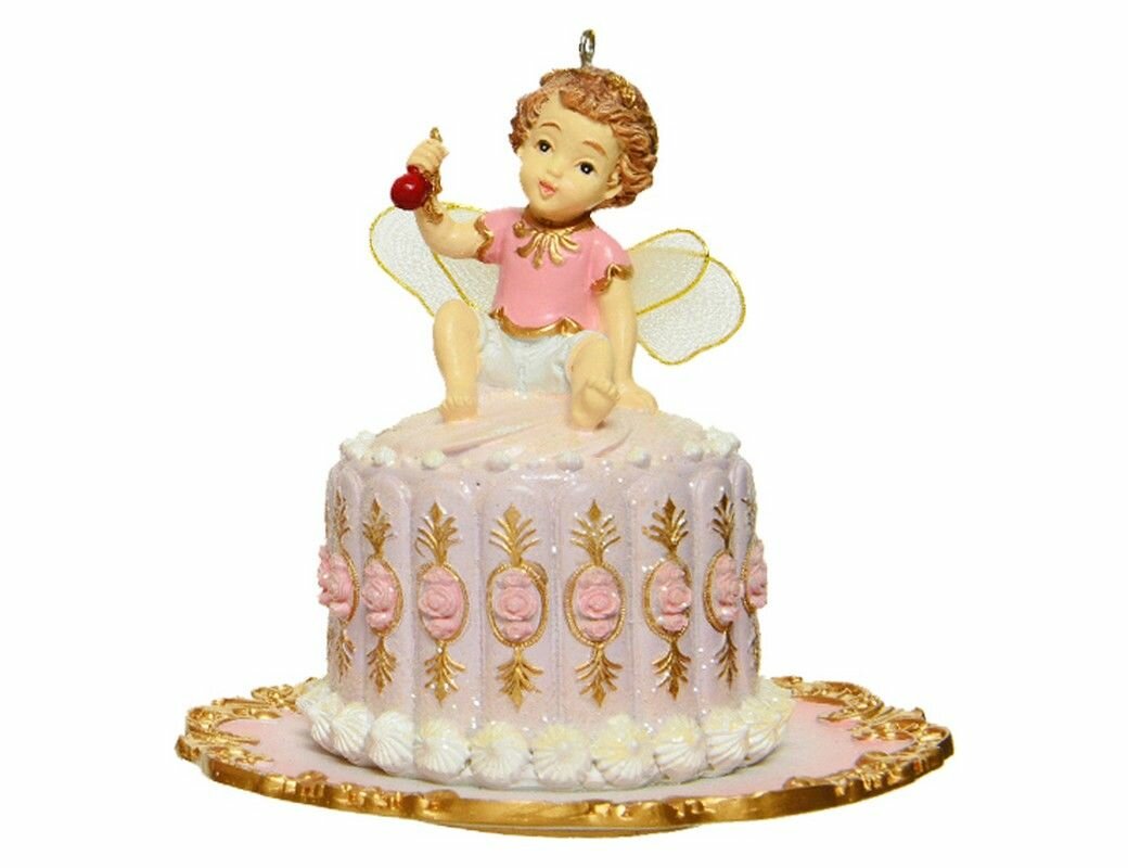 Ёлочная игрушка с розочками, полистоун, 11 см, Kaemingk (Decoris)