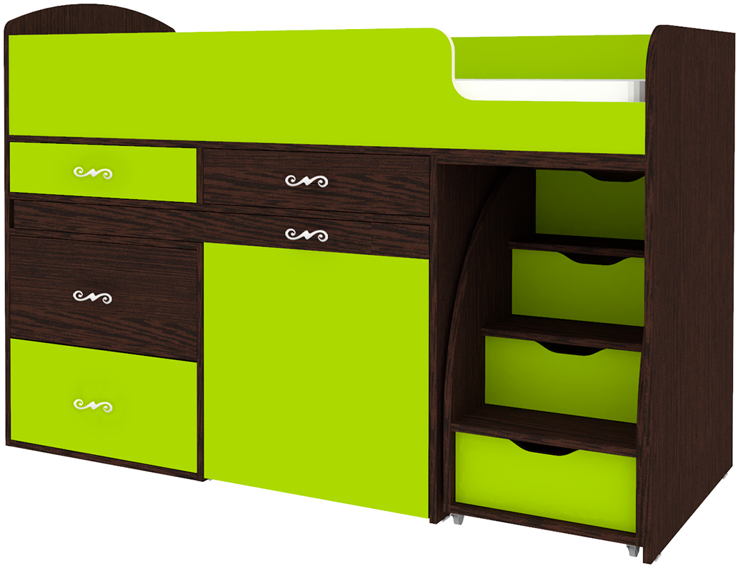 Кровать чердак Малыш 6 Венге - Лайм