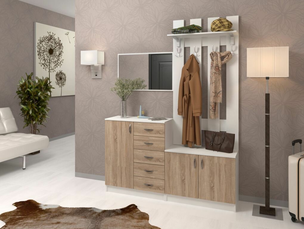 Прихожая Горизонт-10 Дуб Сонома для одежды 160*220*36