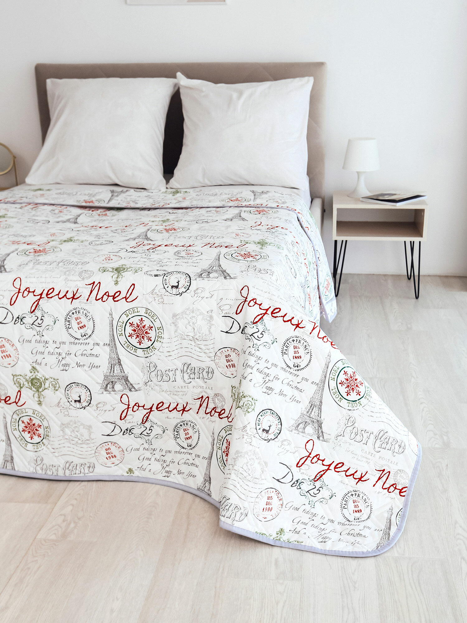 Стеганое покрывало из полисатина PLB-008 Elintale (кремовый), 215x240