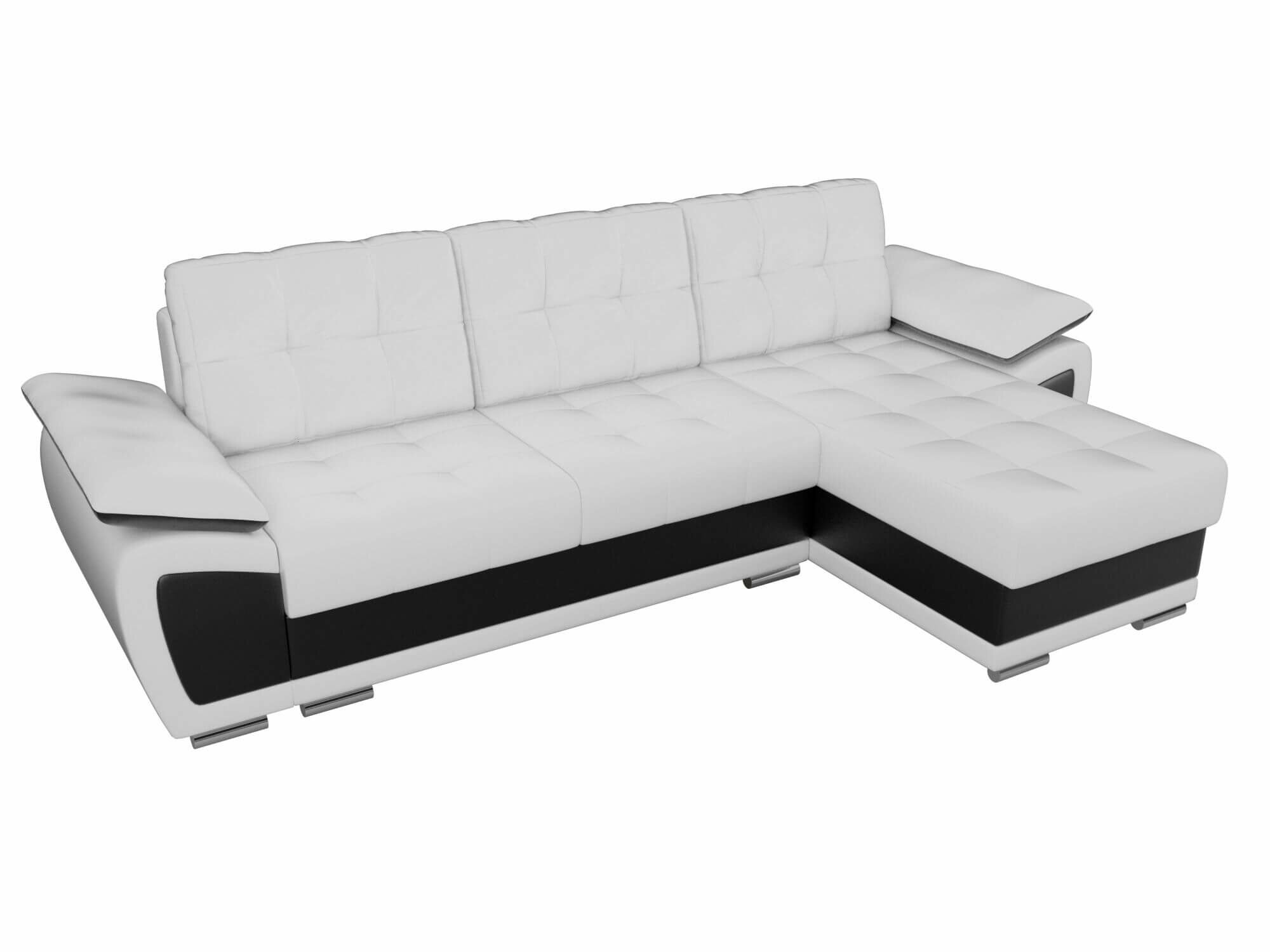 Artum Диван угловой Нэстор эко кожа белый вставка черная правый