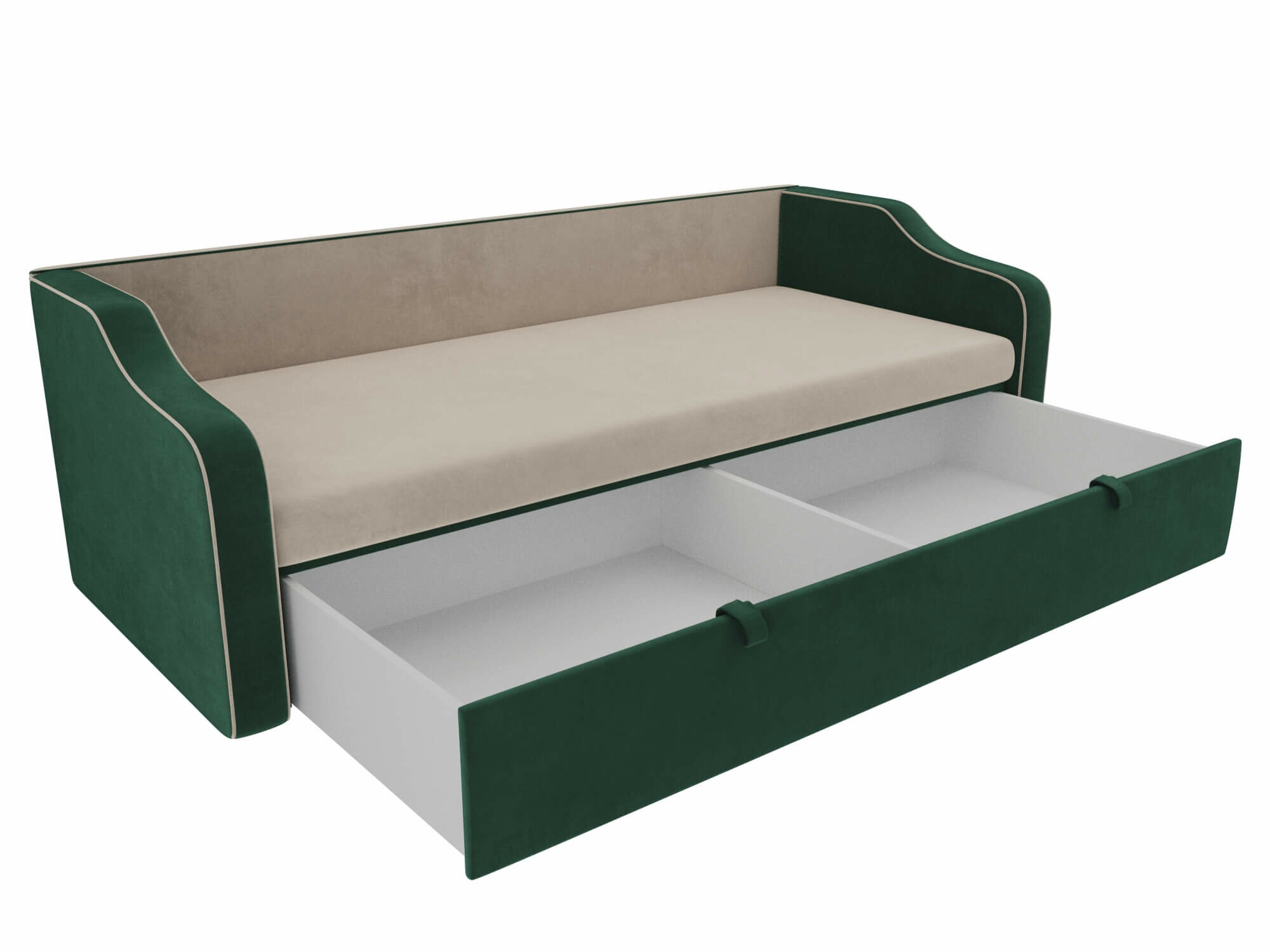 Artum Прямой диван Рико велюр бежевый зеленый