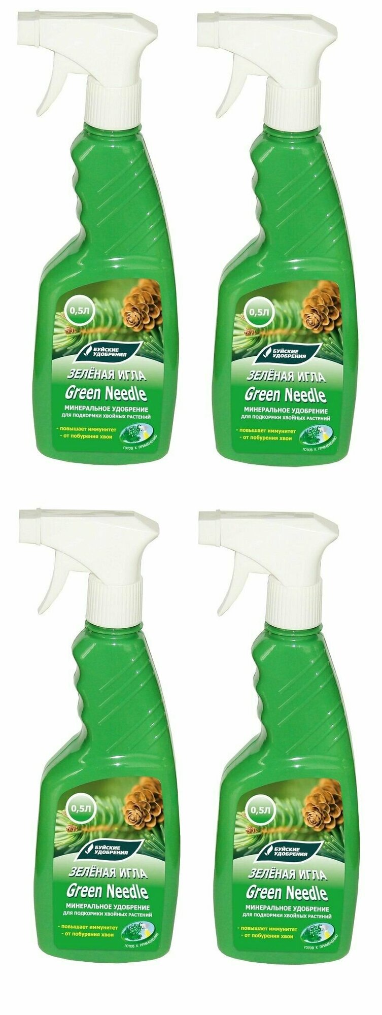 Средство от побурения хвои комплексное удобрение-спрей "Зеленая игла" 2 л ( 4 штуки по 500 мл)