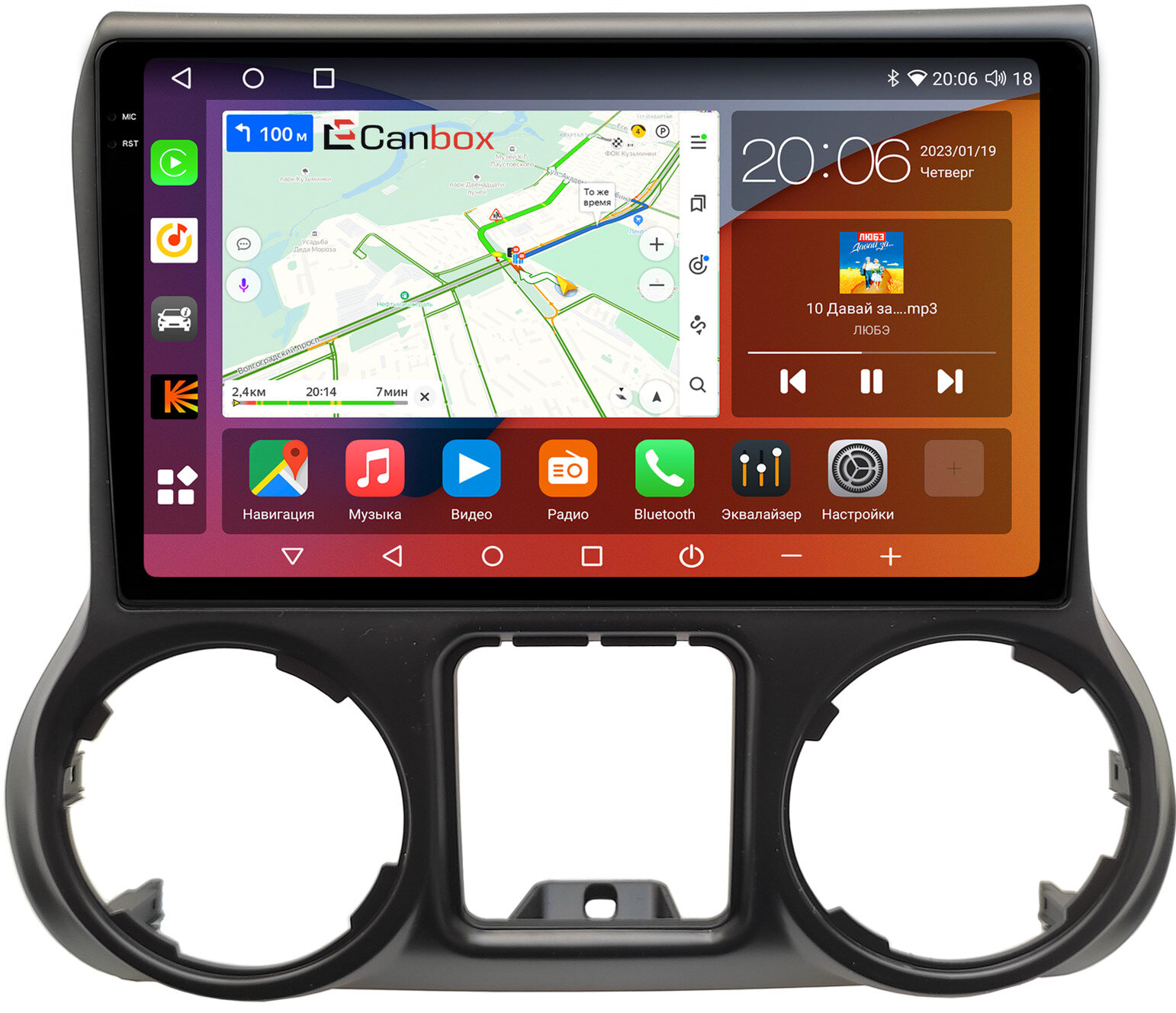 Штатная магнитола Canbox H-Line 2K 4181-10-0010 для Jeep Wrangler 3 (JK) 2014-2018 на Android 10 (4G-SIM, 4/32, DSP, QLed)