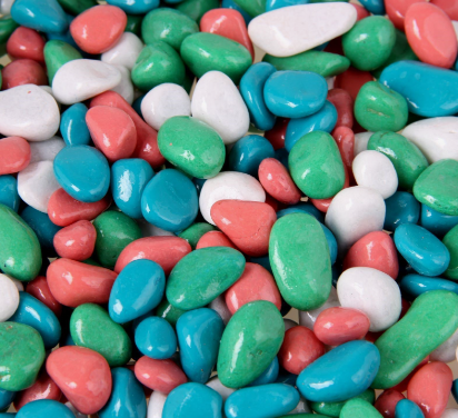 Грунт для аквариума "Галька цветная, салатовый-белый-бирюзовый-розовый" 800г фр 8-12 мм